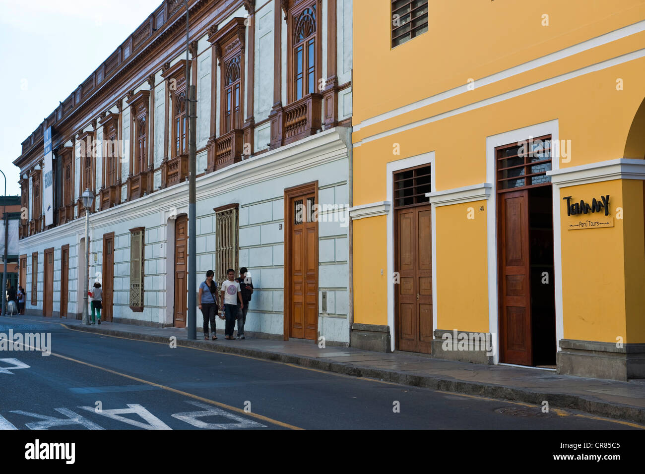 Peru, Lima, historical center UNESCO World Heritage, colorful facades ...