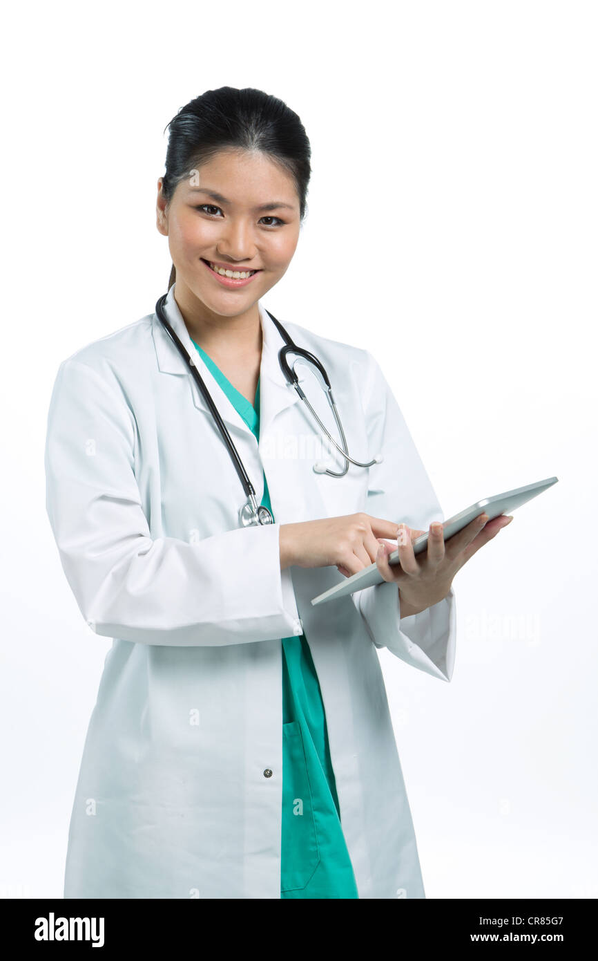 Portrait of a happy Female Doctor Stock Photo - Alamy