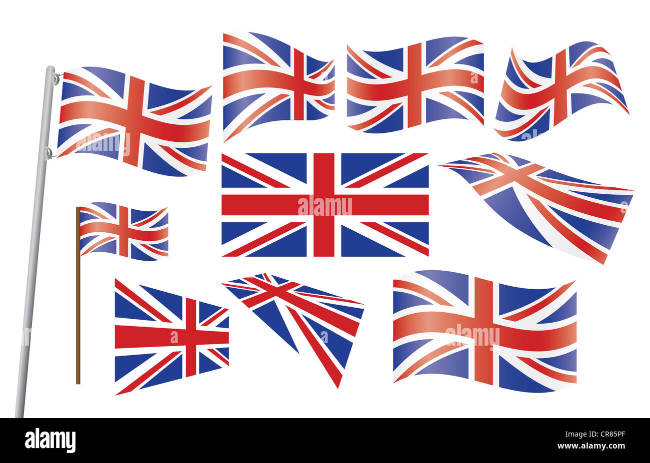 set of Union Jack flags illustration Stock Photo - Alamy