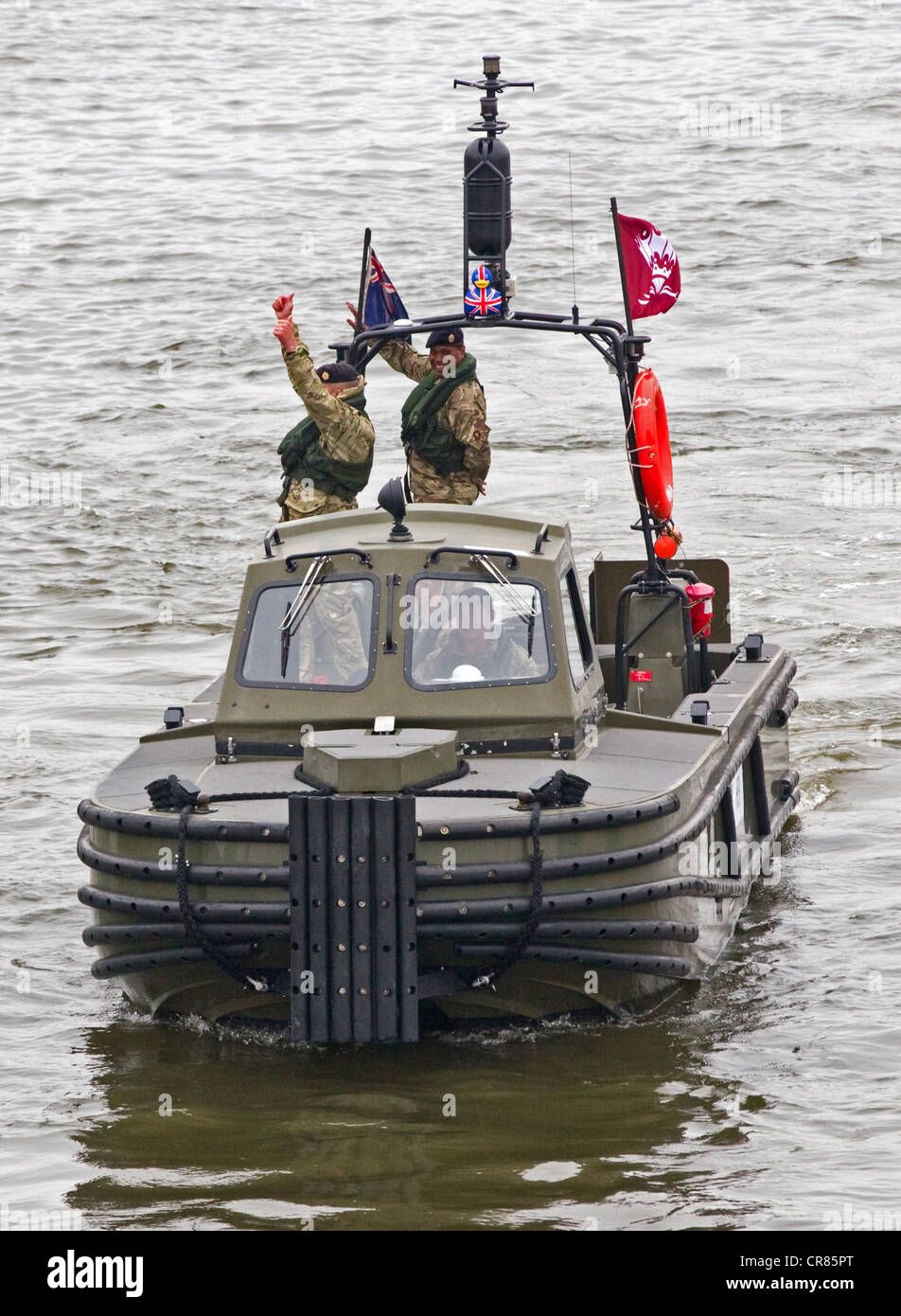 An army work boat participating in the Queen's Diamond Jubilee River ...