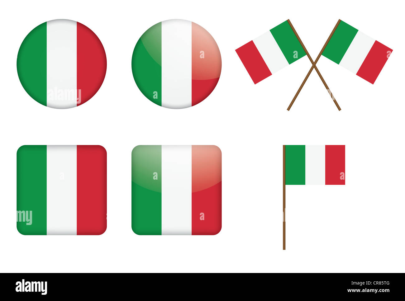 set of badges with Italian flag illustration Stock Photo - Alamy