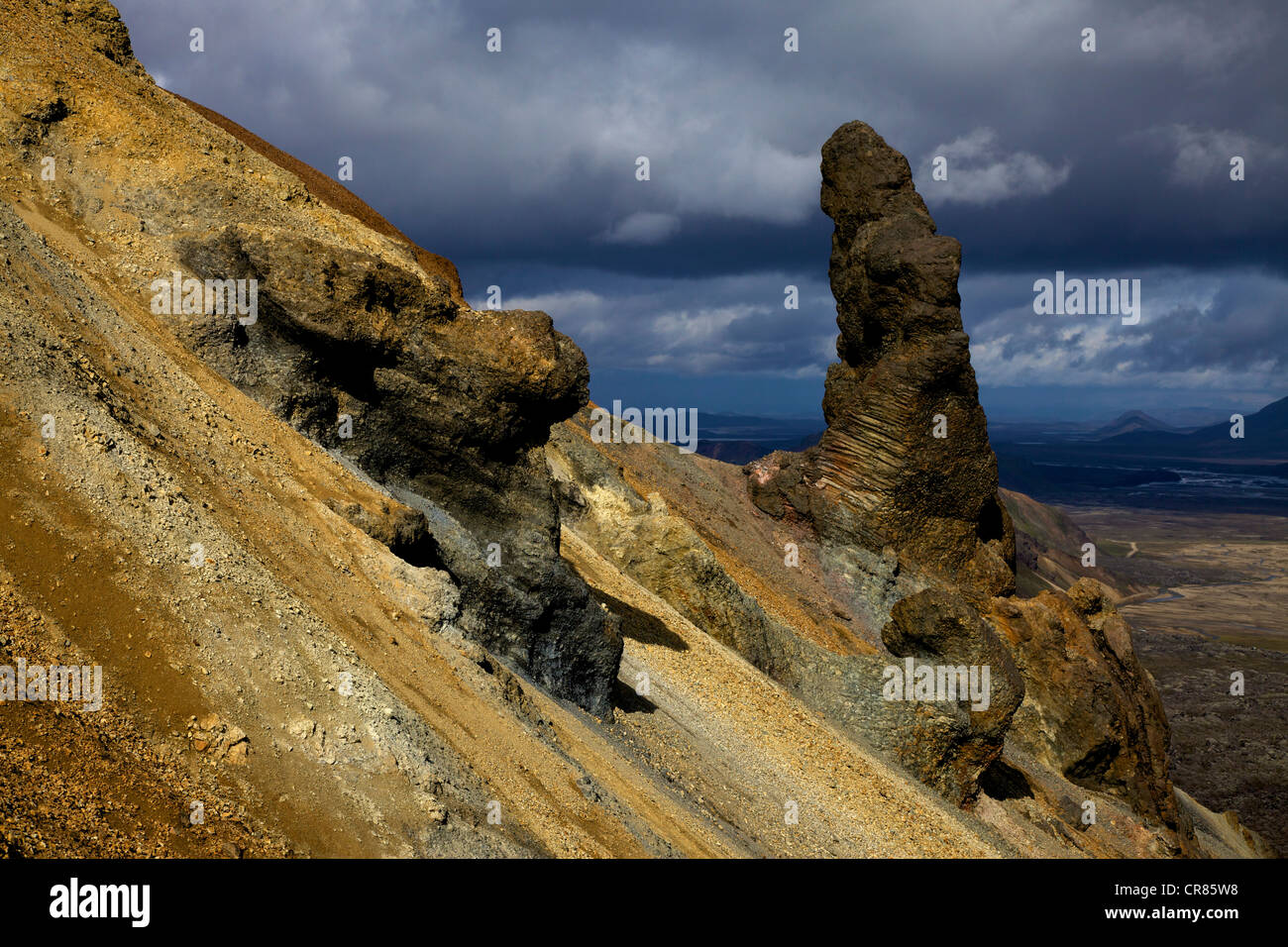Colourful rhyolite mountains of Landmannalaugar, Iceland, Europe Stock ...