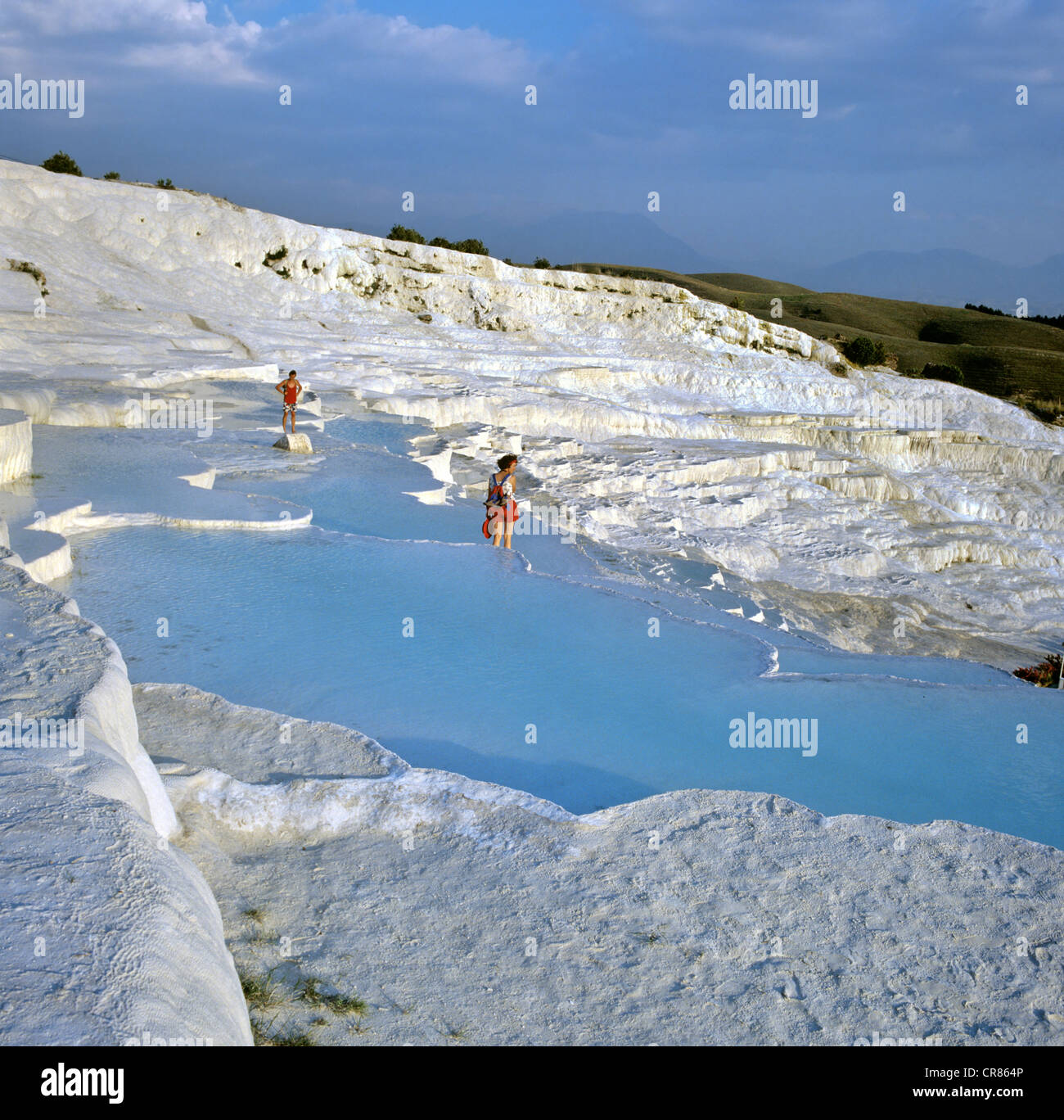 Travertine terraces, calciferous hot springs, Pamukkale, UNESCO World ...