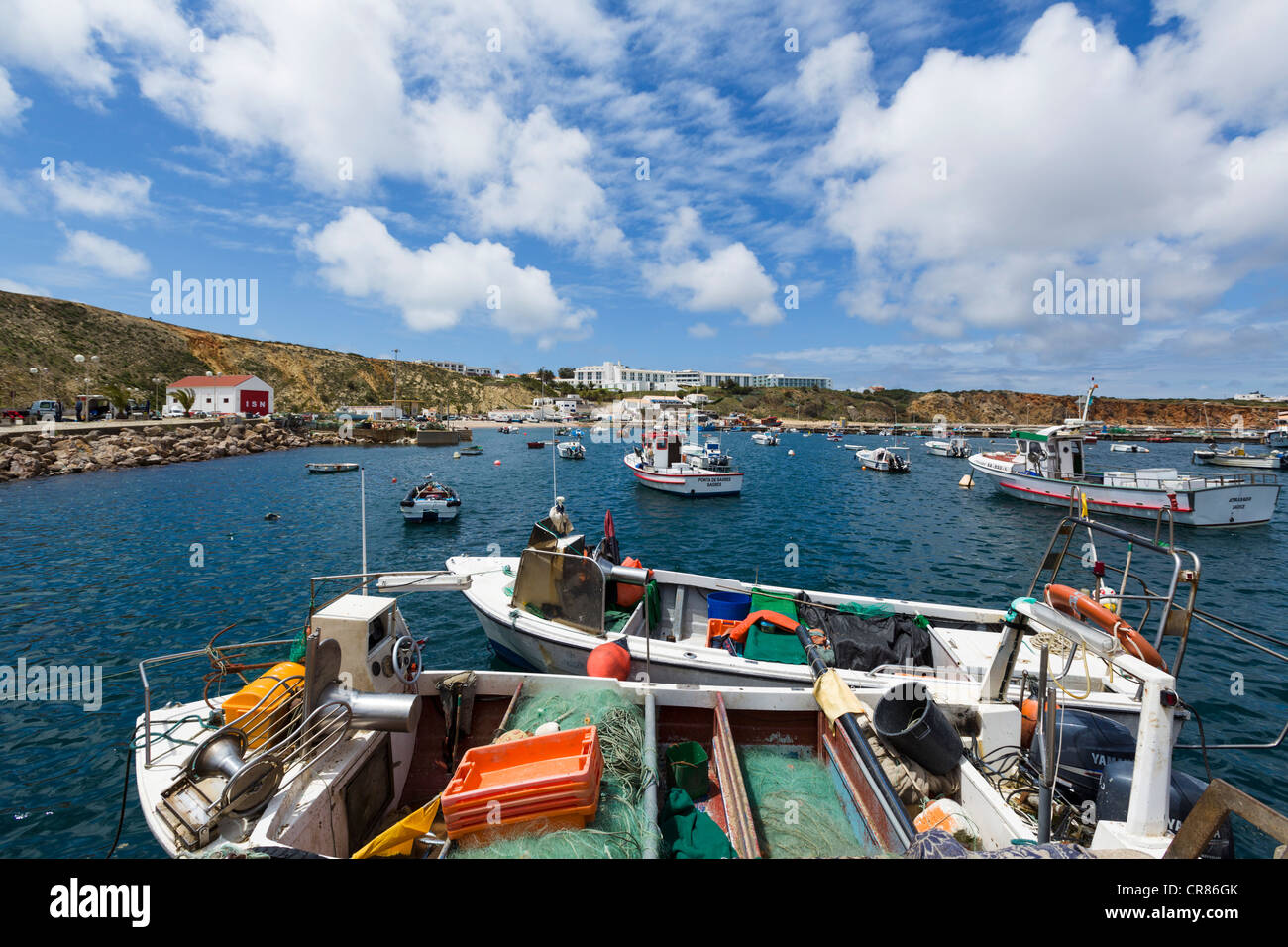 Local fishing boats in the harbour, Sagres, Algarve, Portugal Stock ...