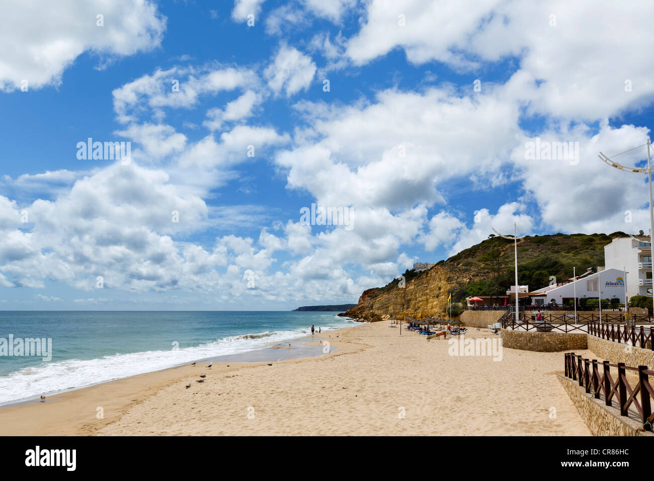 Beach in the fishing village of Salema on the coast between Sagres and ...