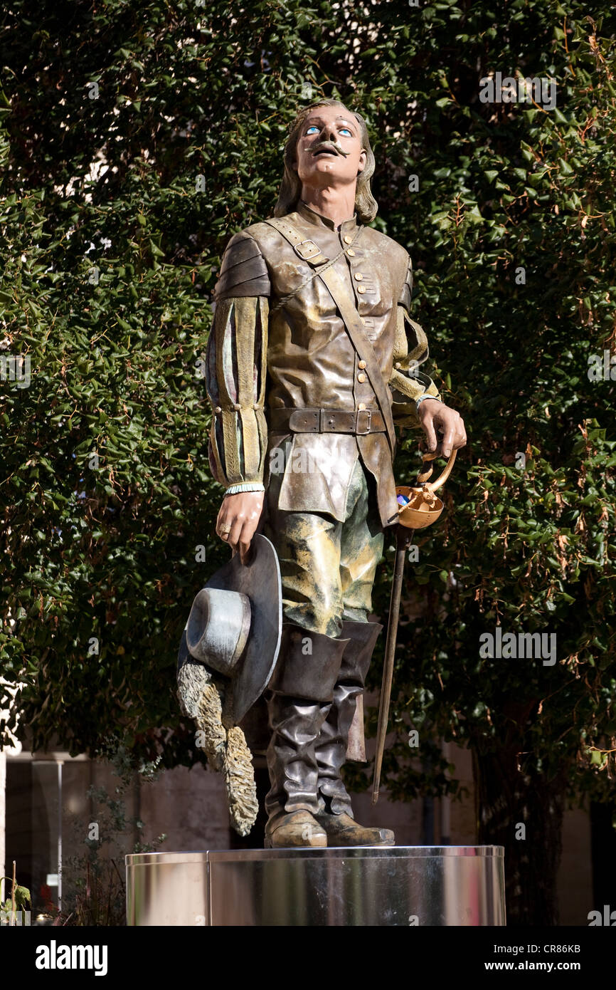 France, Dordogne, Bergerac, Cyrano de Bergerac statue, by Mauro Corda ...