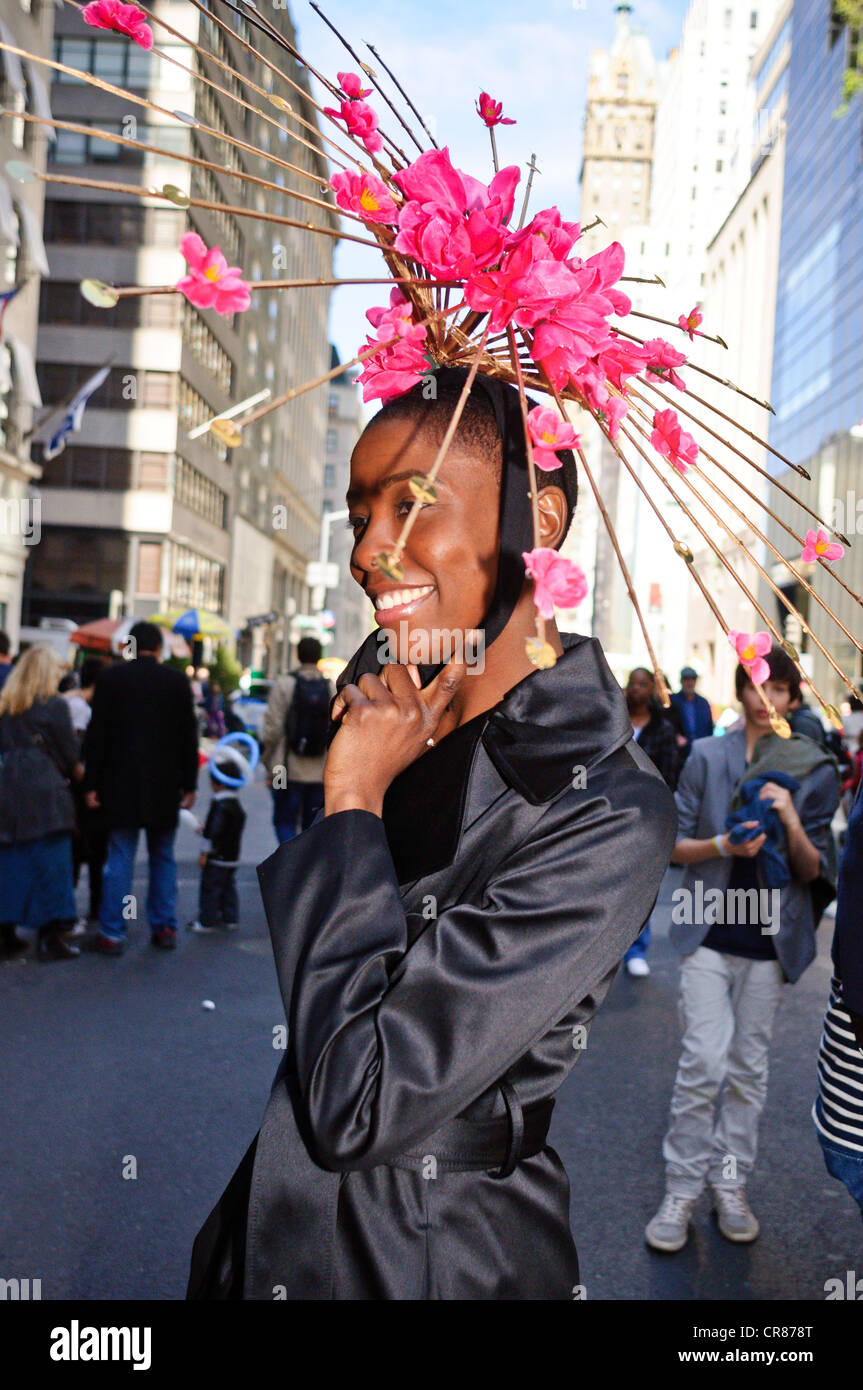 A participant in the Easter Bonnet Parade in New York City, Easter ...