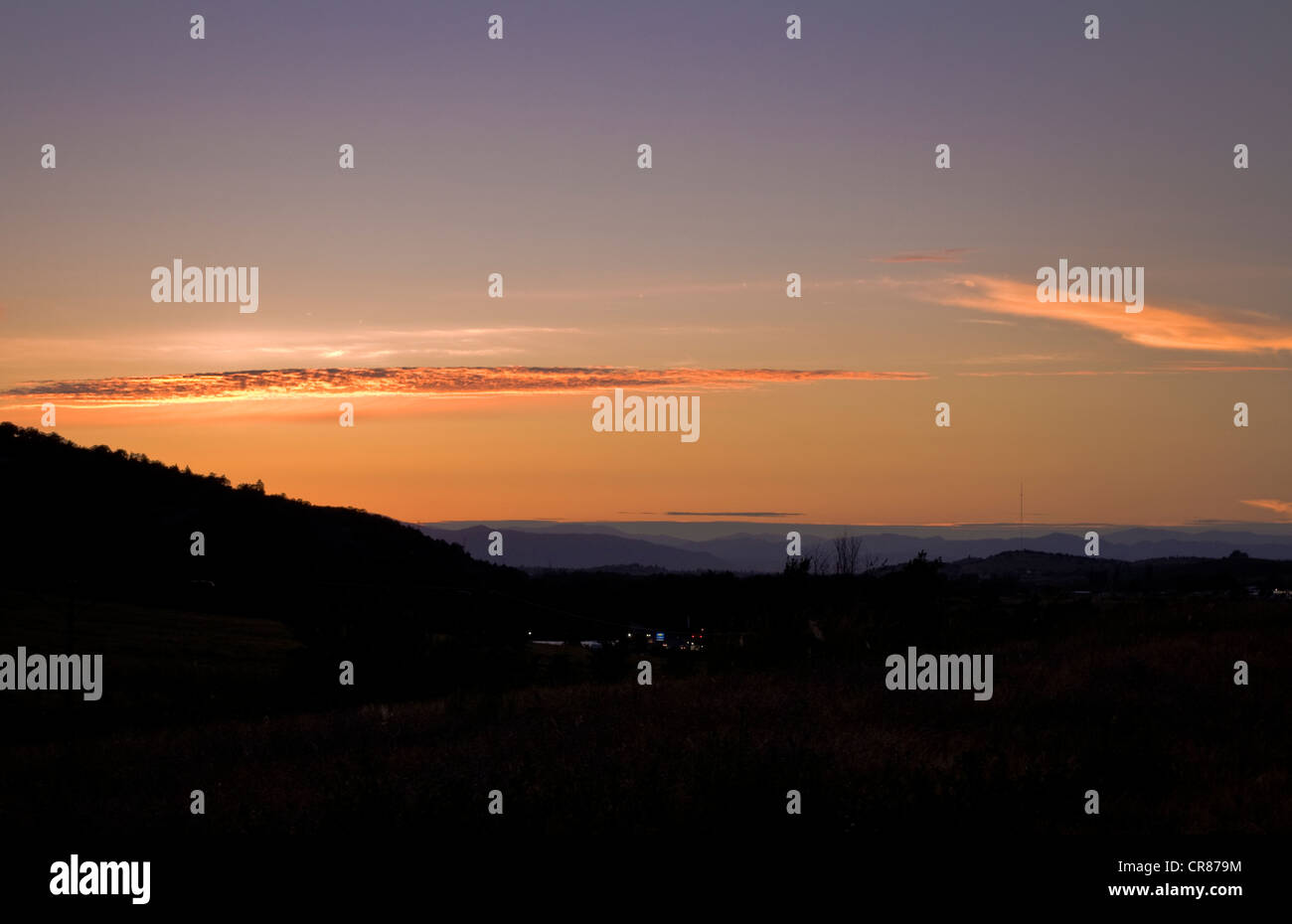 Sunset over the Rogue Valley in southern Oregon. Taken looking north ...