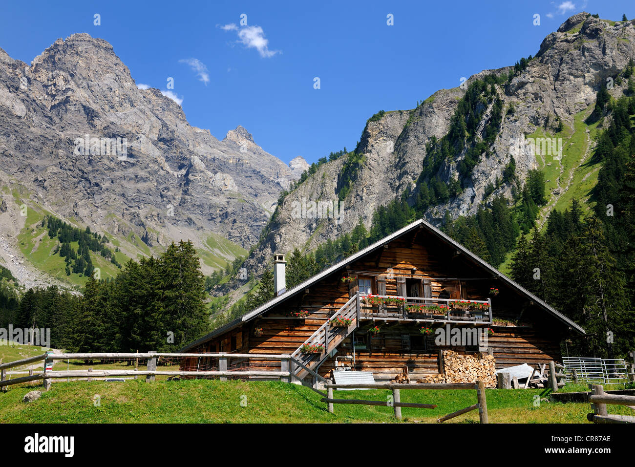 Switzerland, Canton of Vaud, Villars sur Ollon, Solalex Valley in the ...