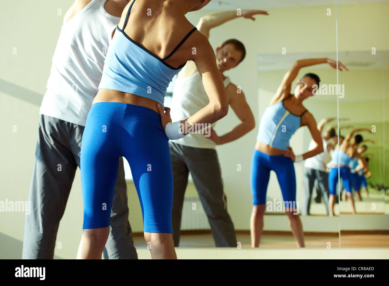 Back young couple standing raising hi-res stock photography and images ...