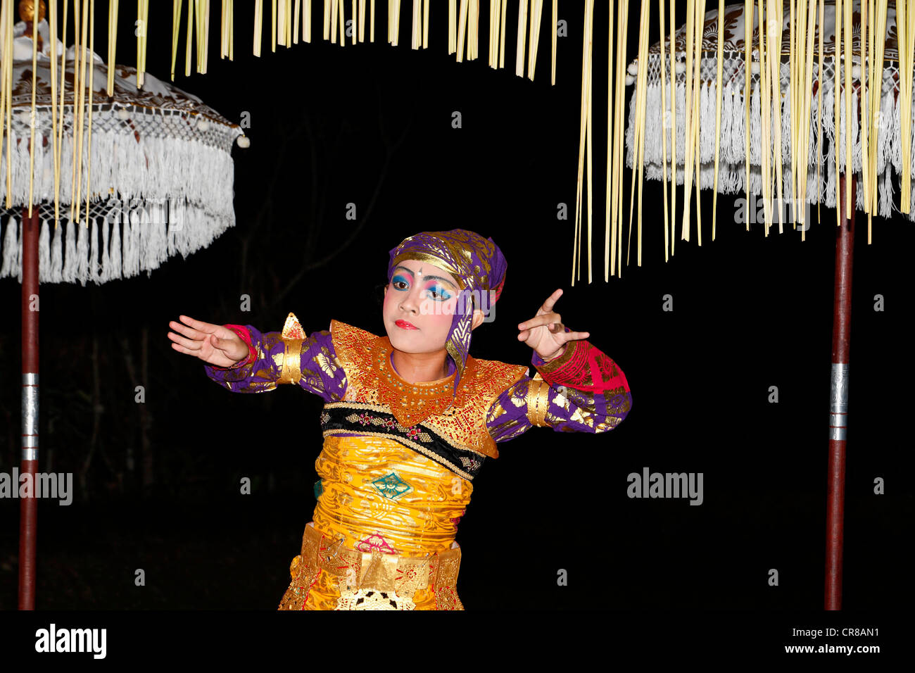 Balinese female dancer performing the Teruna Jaya, which depicts ...