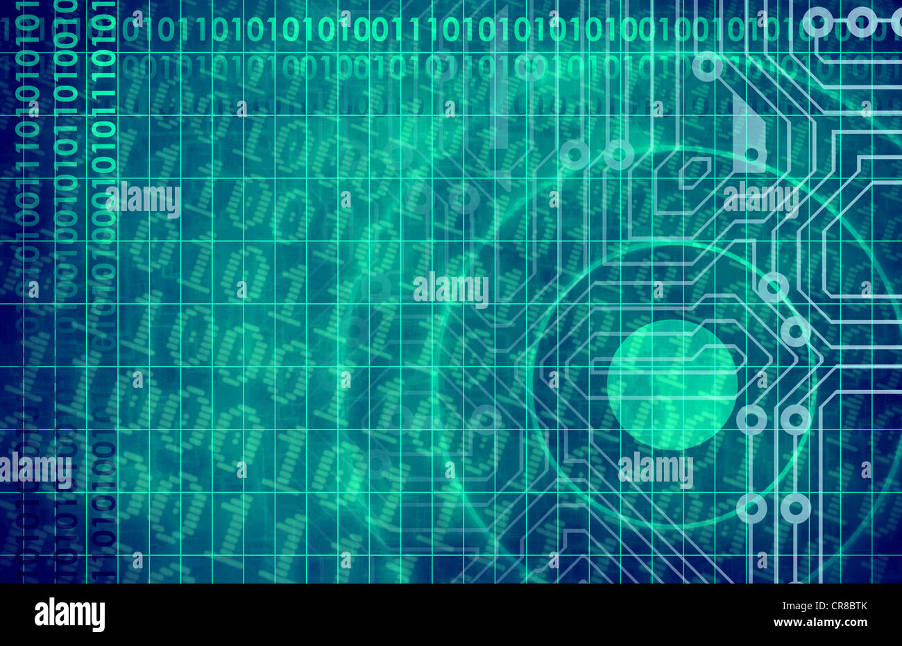 Technology Network with Circuit Board Data Flow Stock Photo - Alamy
