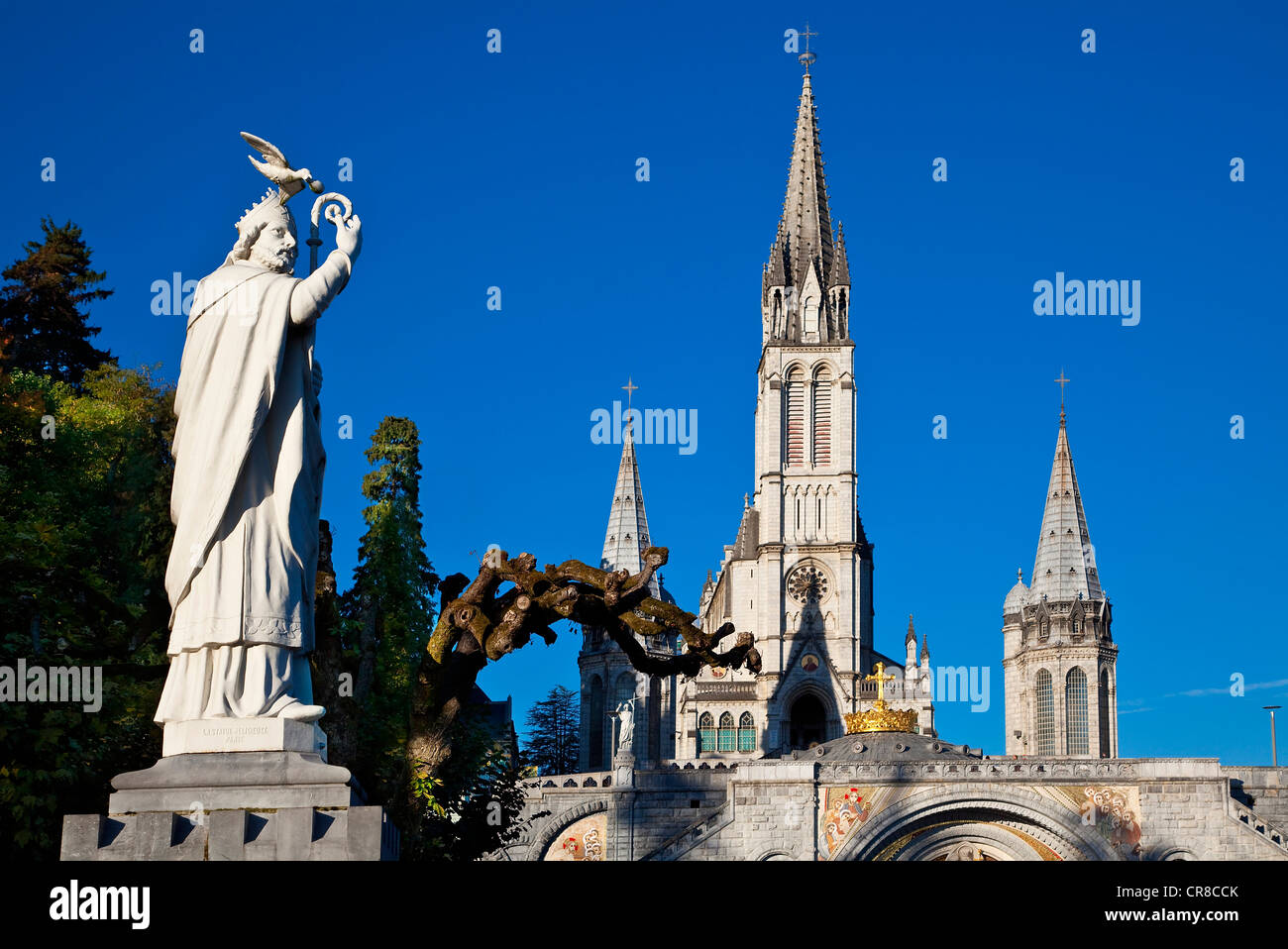France, Hautes Pyrenees, Lourdes, Our Lady of Lourdes Basilica Stock ...