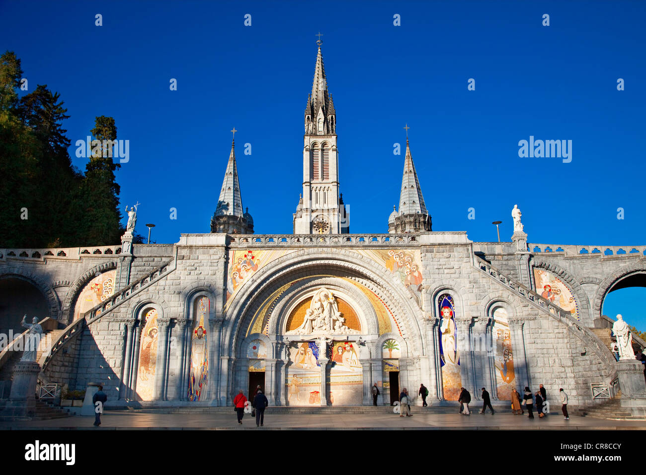 France, Hautes Pyrenees, Lourdes, Our Lady of Lourdes Basilica Stock ...