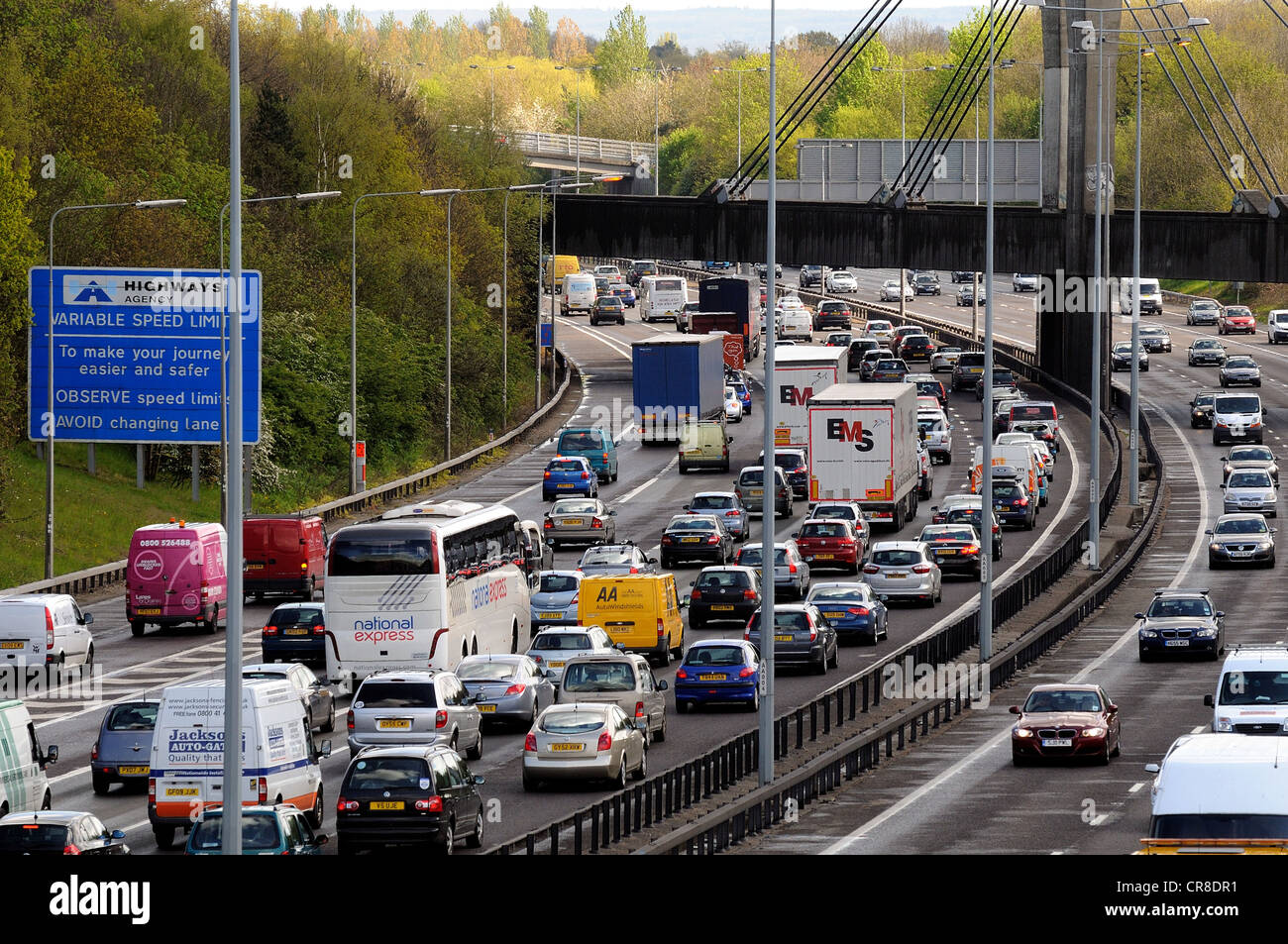 Motorway congestion on M25 Surrey Stock Photo - Alamy