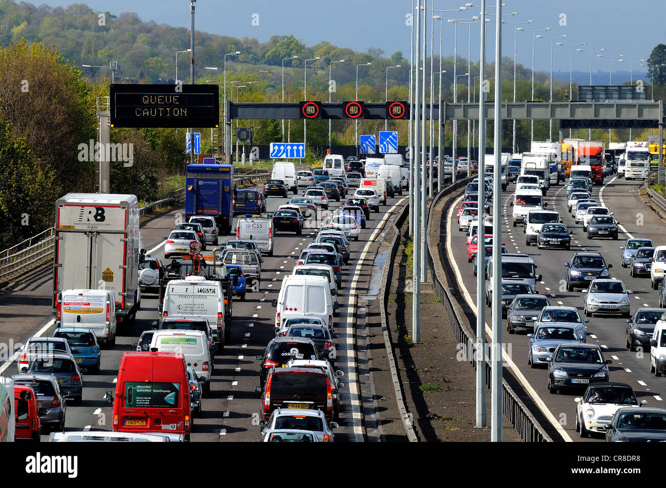 Motorway congestion on M25 Surrey Stock Photo - Alamy