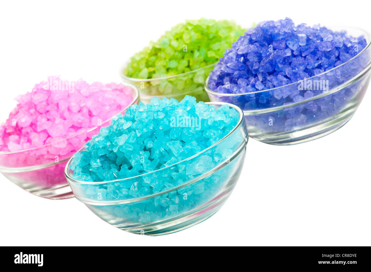 Sea color salt in glasses. Isolated on white Stock Photo - Alamy