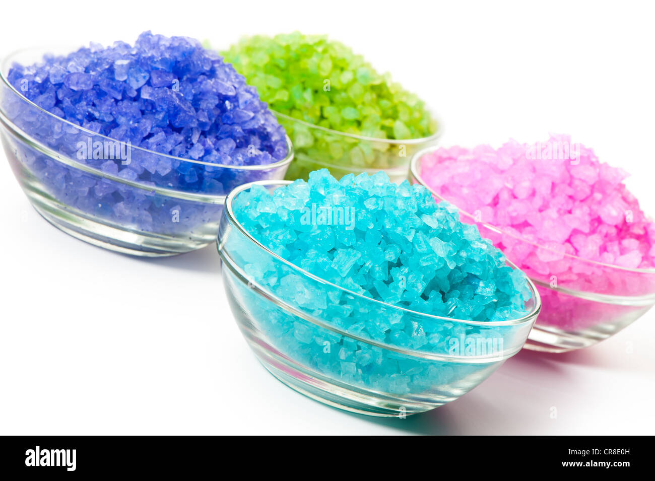 Sea color salt in glasses. Isolated on white Stock Photo - Alamy