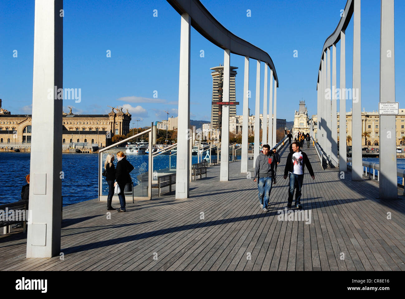 Spain, Catalonia, Barcelona, Rambla del Mar Footbridges by architects ...