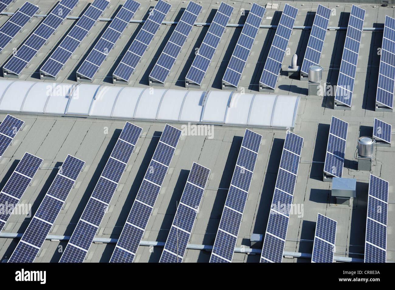 Solar panel roof, roof-mounted photovoltaic system Stock Photo - Alamy
