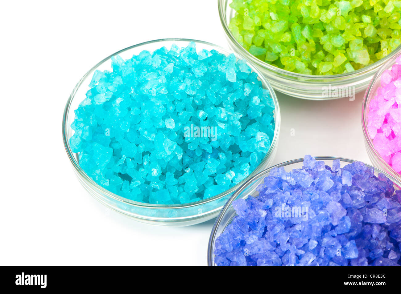 Sea color salt in glasses. Isolated on white Stock Photo - Alamy