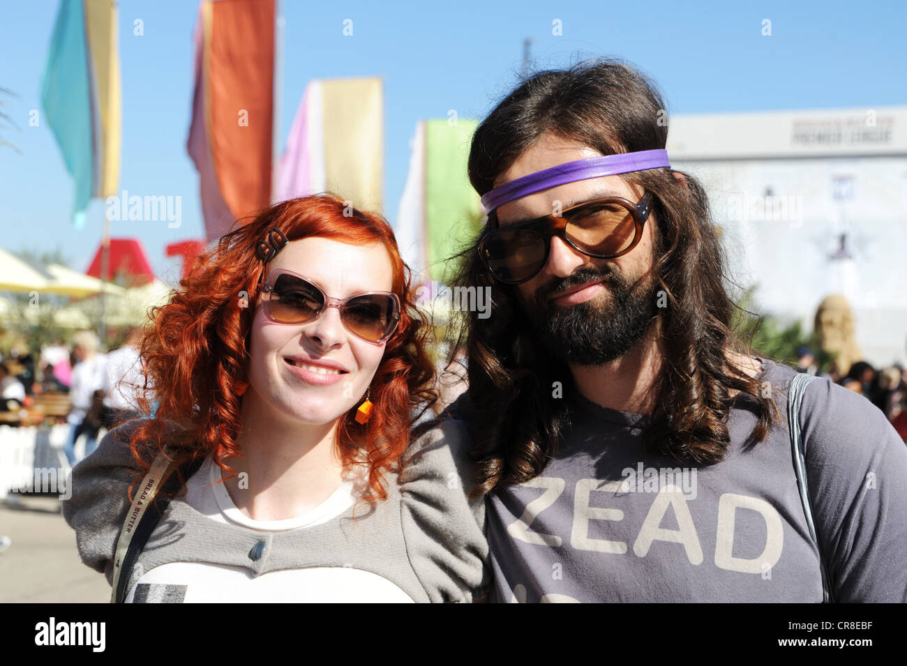 Artist Dejan Dukic from Vienna with a nice girl at the Bread & Butter ...