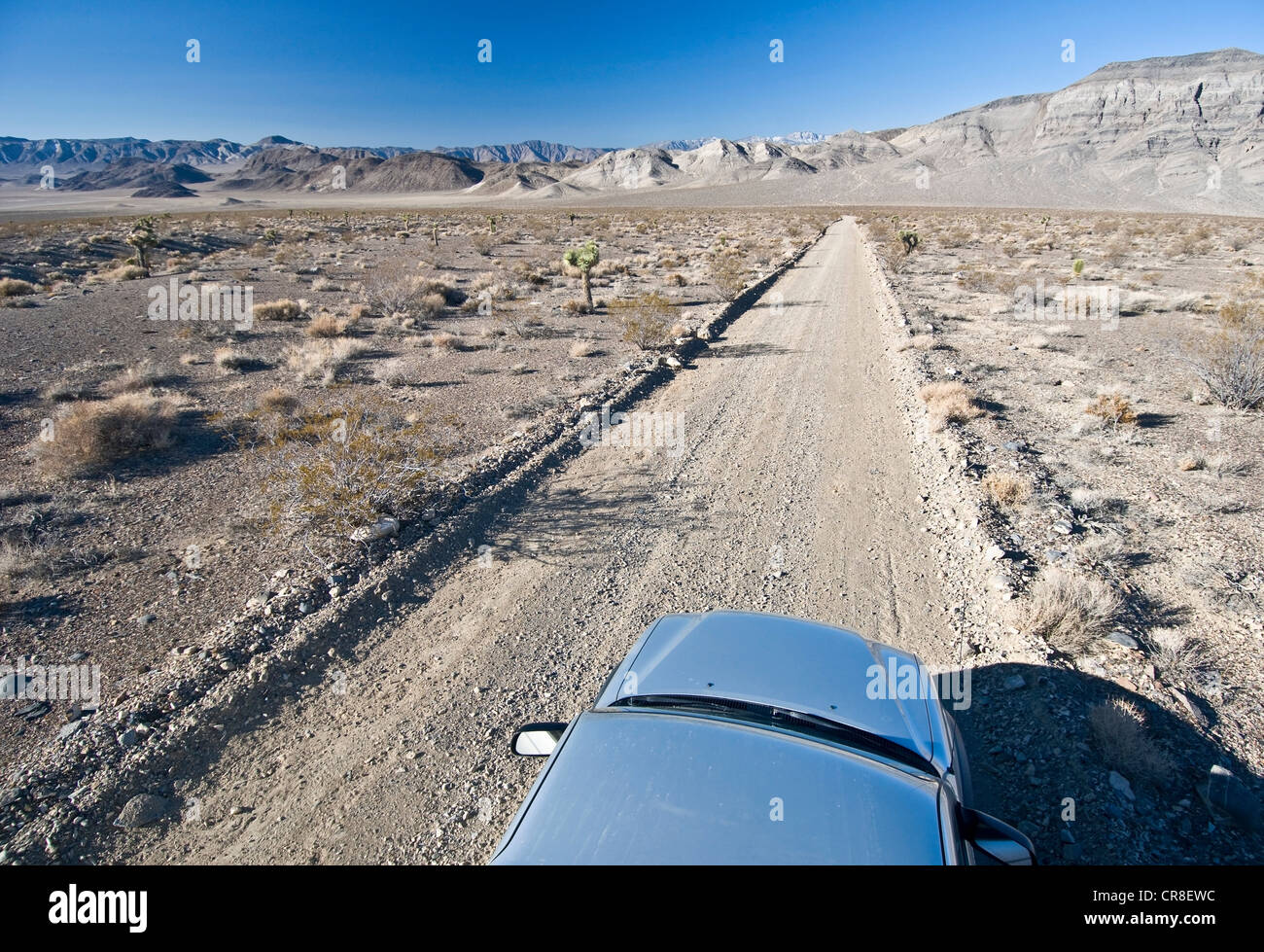 Car on desert road in Death Valley National Park, California, USA Stock ...