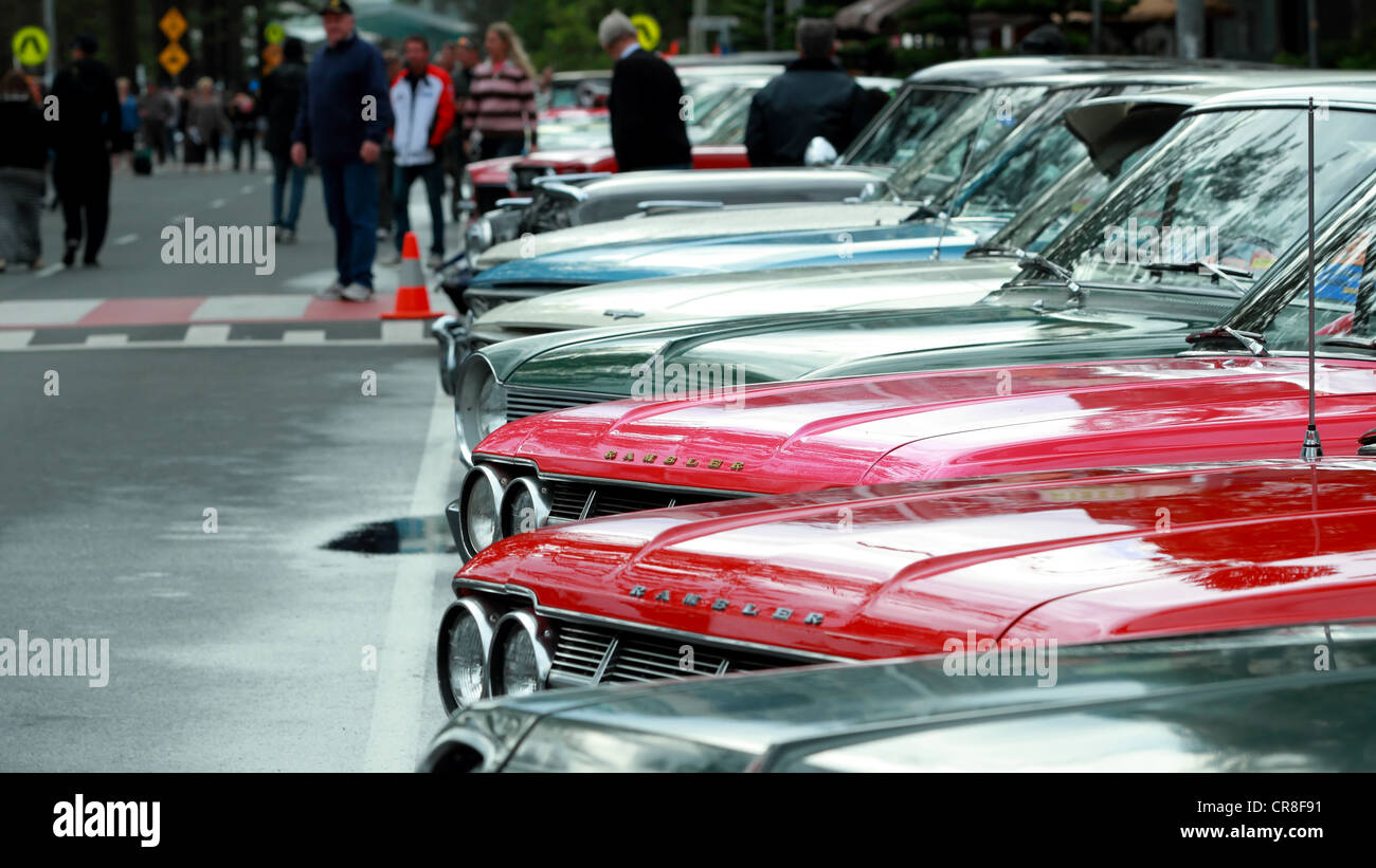 Crowds look at vintage and classic cars at the 'Cooly Rocks On' annual ...