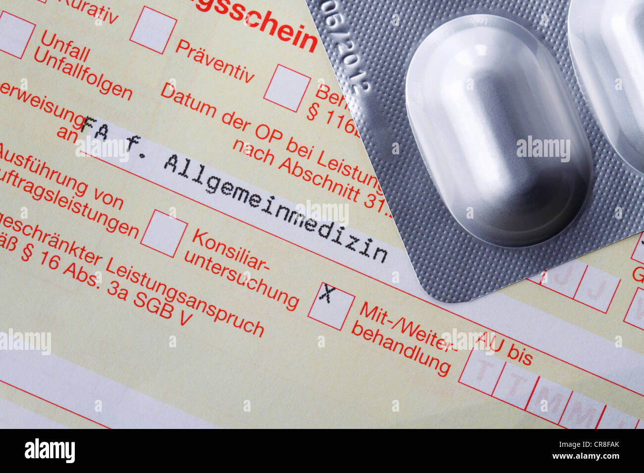 German medical referral slip with tablets Stock Photo - Alamy