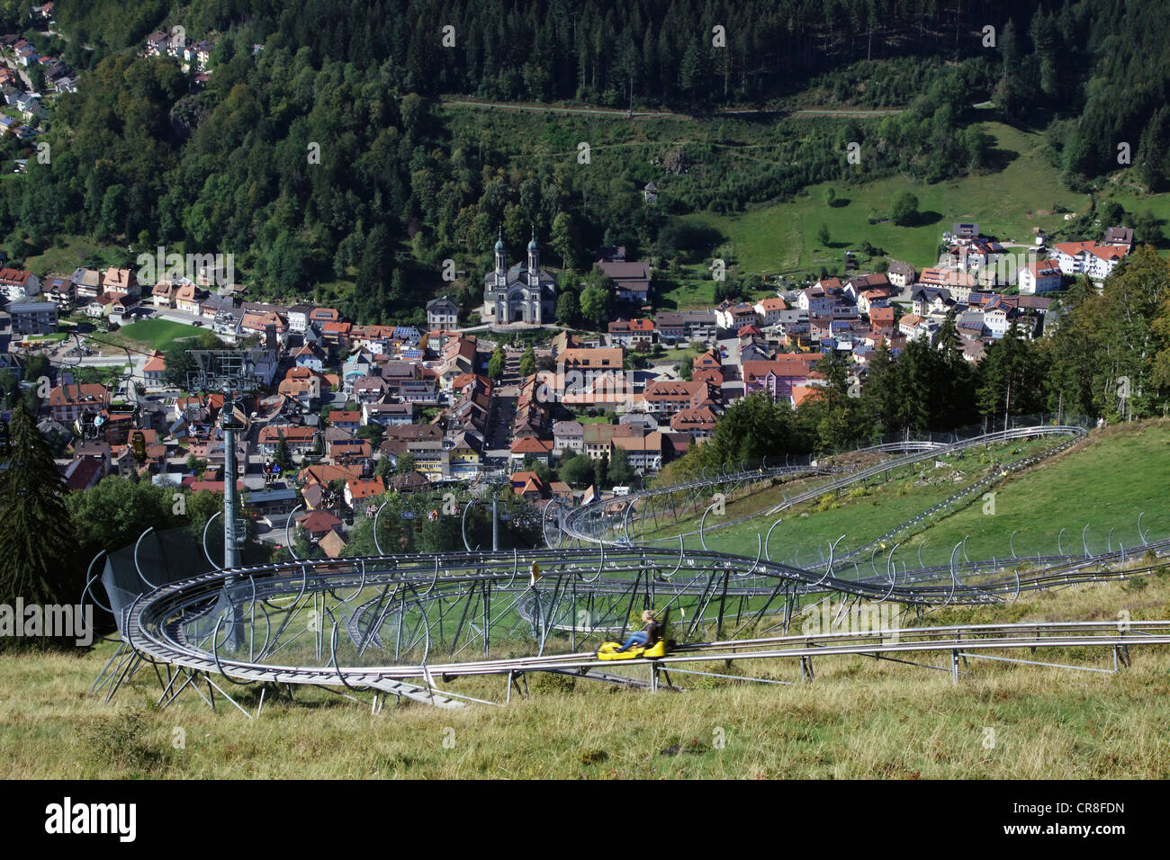Todtnau and the Hasenhorn Coaster, a dry bob slide, Black Forest, Baden ...