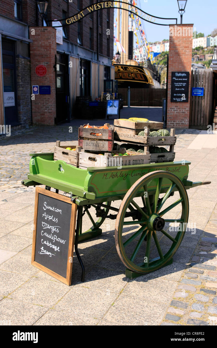Traditional Hand cart loaded with fresh fruit in Bristol Stock Photo ...