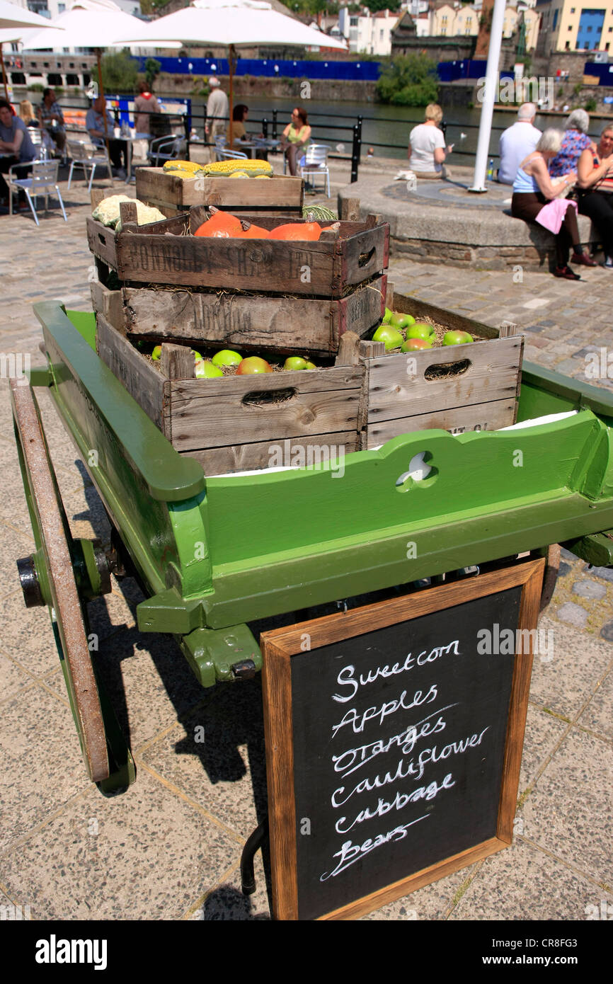 Traditional Hand cart loaded with fresh fruit in Bristol Stock Photo ...