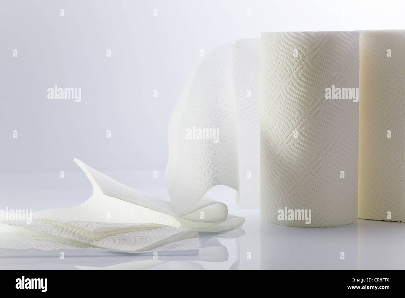 White paper towel on a white reflective background Stock Photo - Alamy