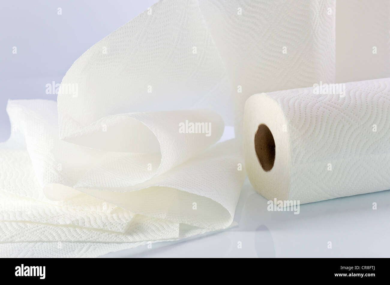 White paper towel on a white reflective background Stock Photo - Alamy