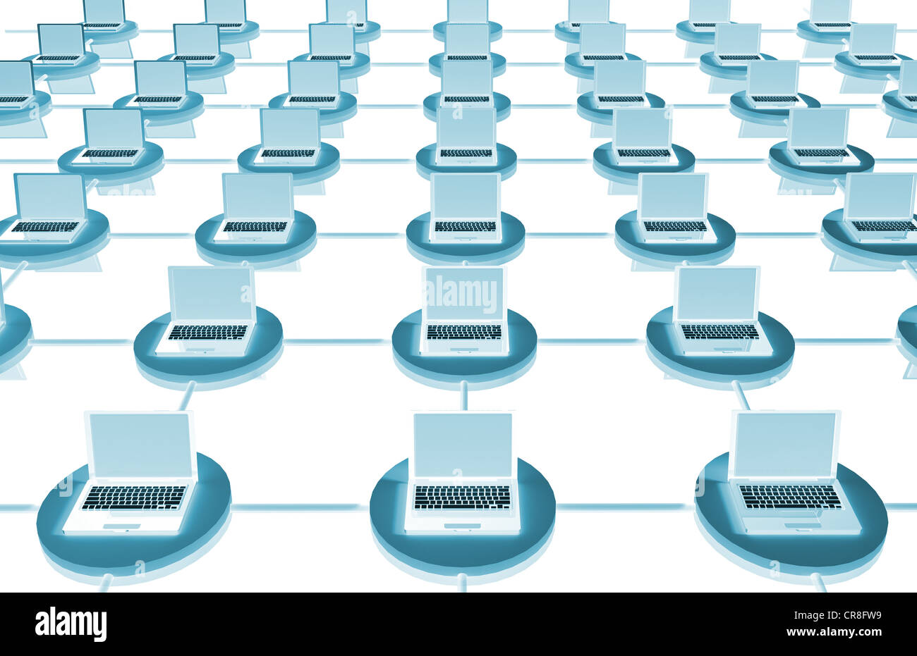 LAN Computer System in 3D with Laptops Stock Photo - Alamy