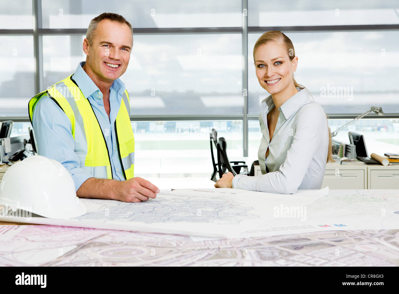 Top view architect sitting desk hi-res stock photography and images - Alamy