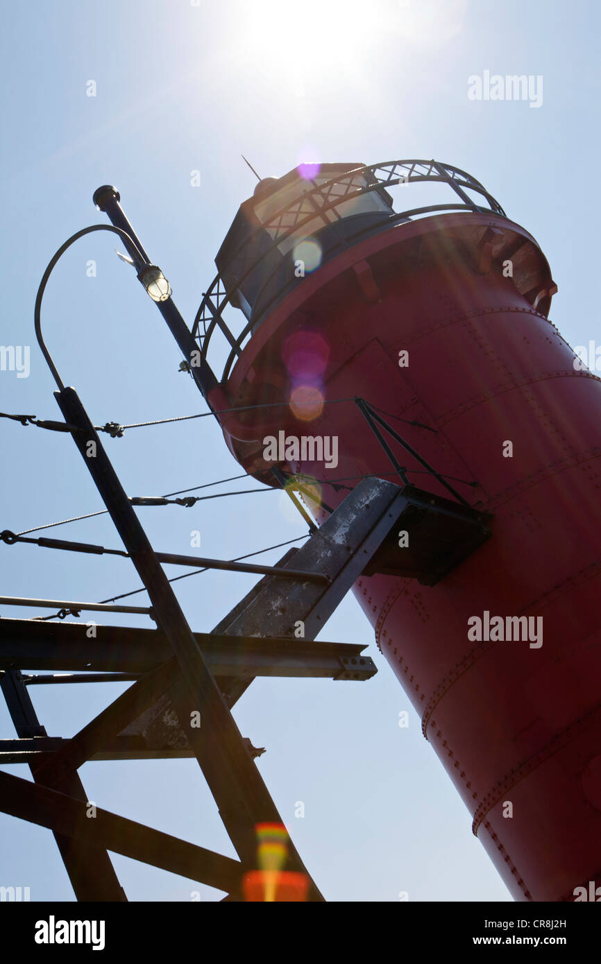 South Haven Lighthouse backlit with lens flare Stock Photo - Alamy