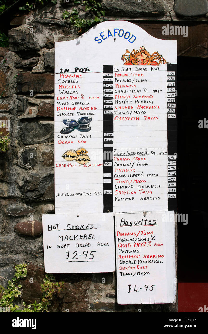 Seafood takeaway menu board Stock Photo - Alamy