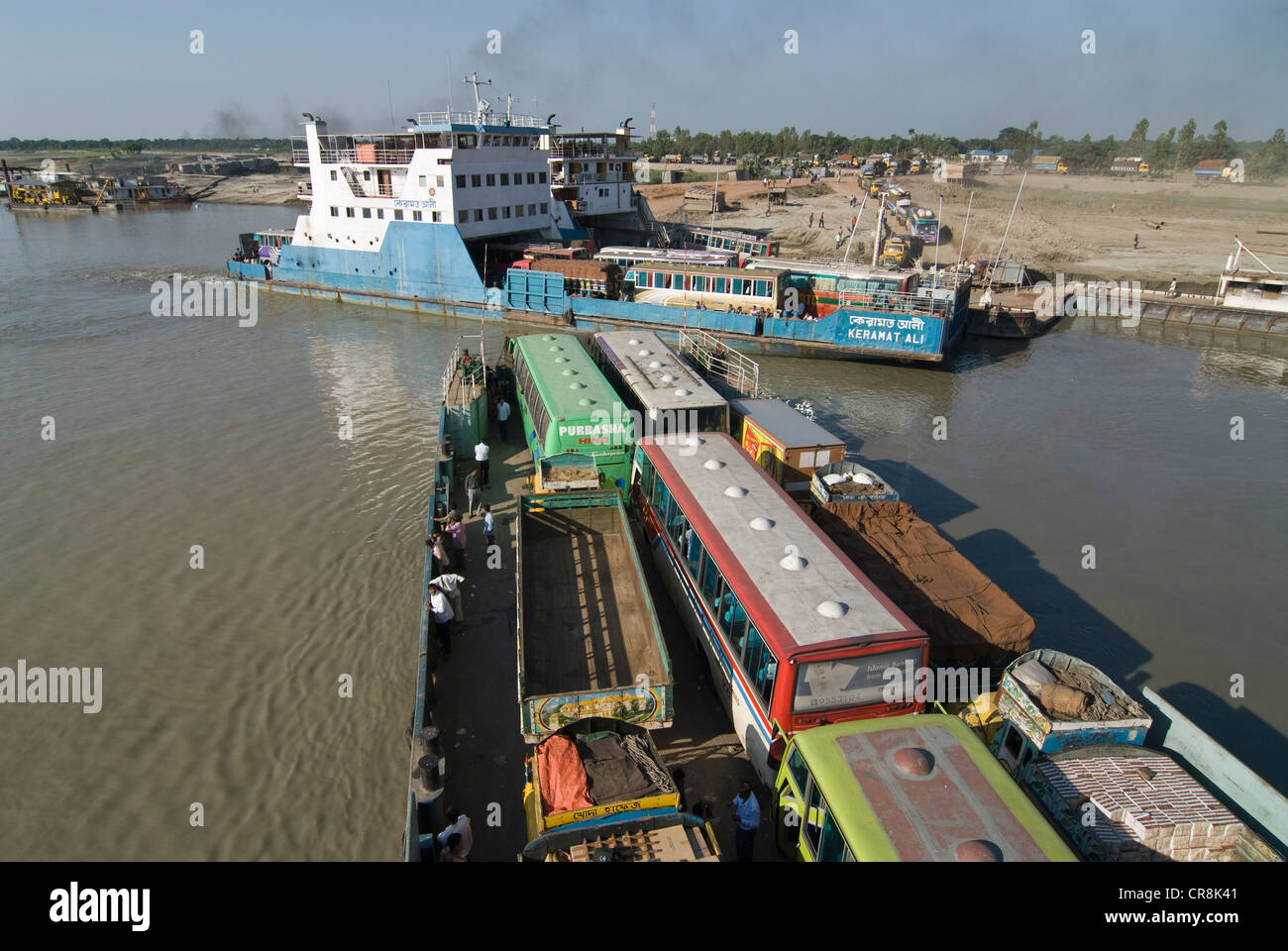 South asia , Bangladesh , ferry ship at Ganges river which is called ...