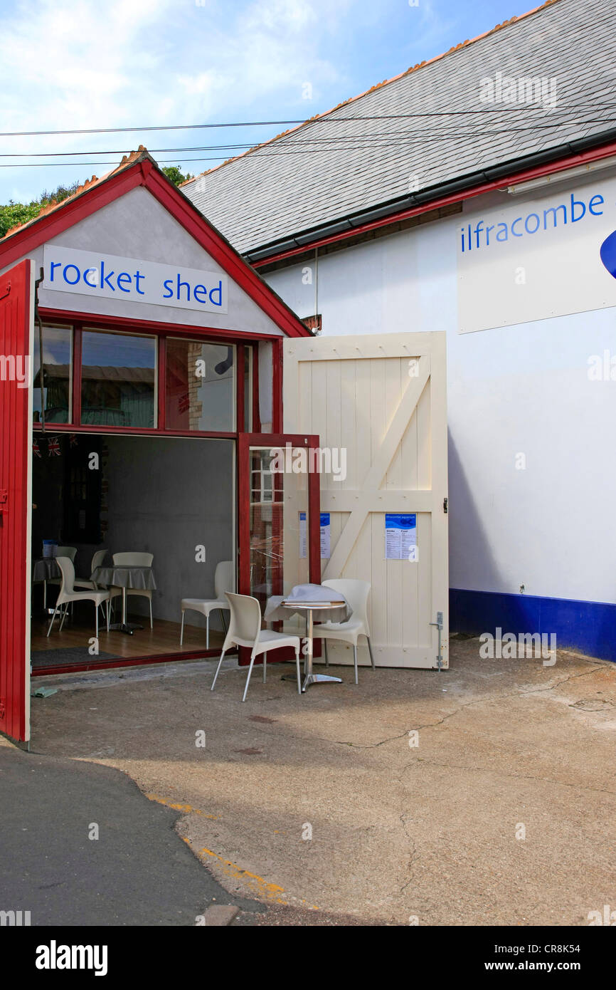 The Rocket Shed cafe in Ilfracombe Devon Stock Photo - Alamy