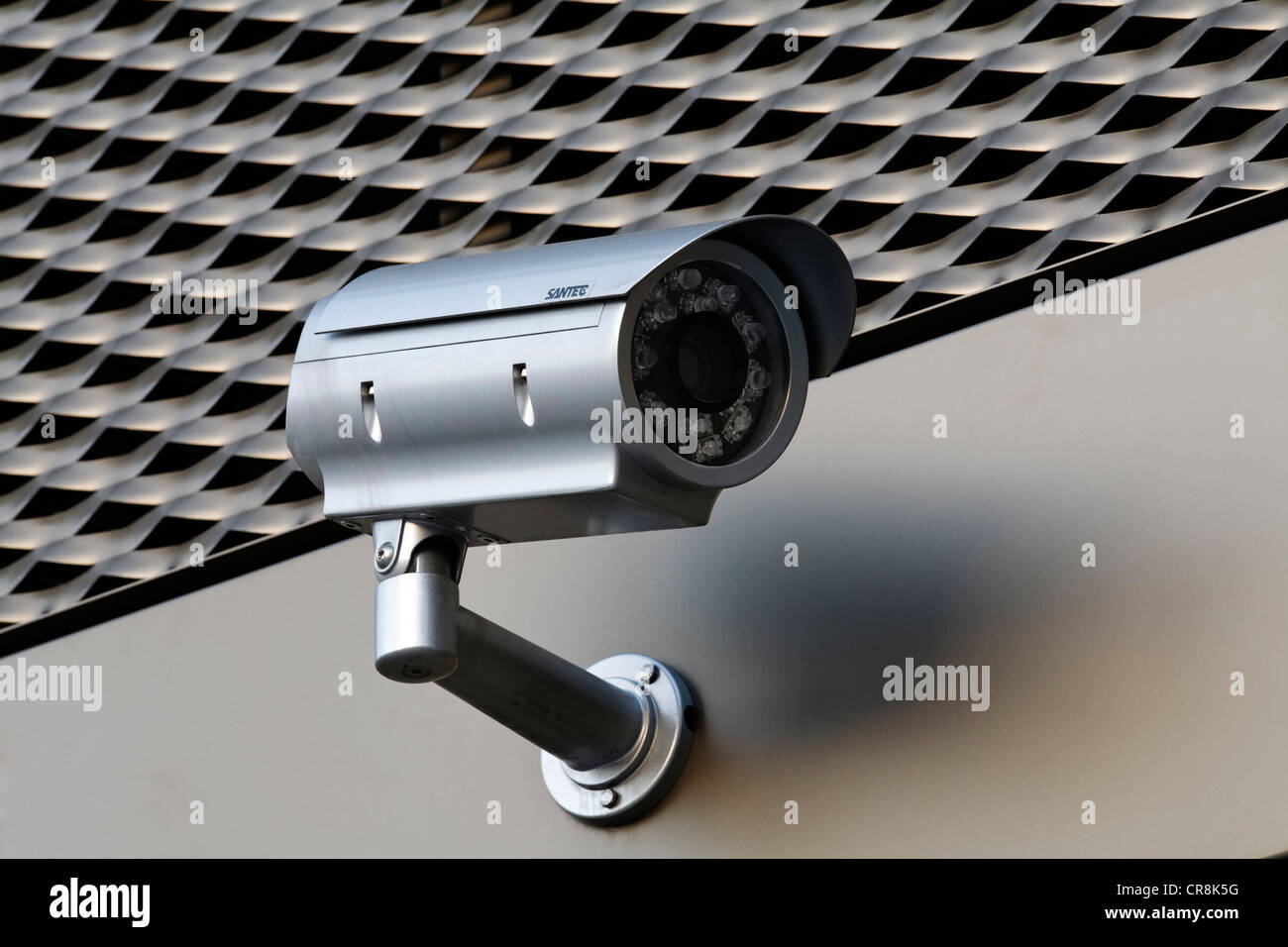 Surveillance camera on an office building, Duesseldorf, North Rhine ...