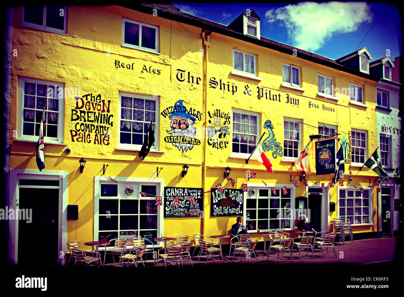Instagram style image of the Ship & Pilot Inn at Ilfracombe Devon Stock ...