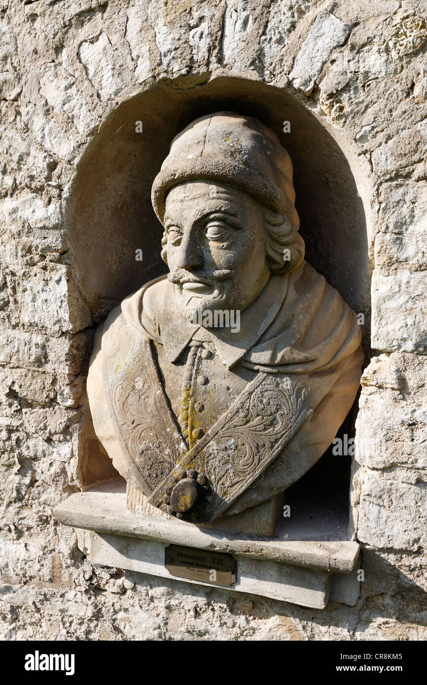 Pope Innocent XII., bust on the castle grounds of Schloss Kromsdorf ...