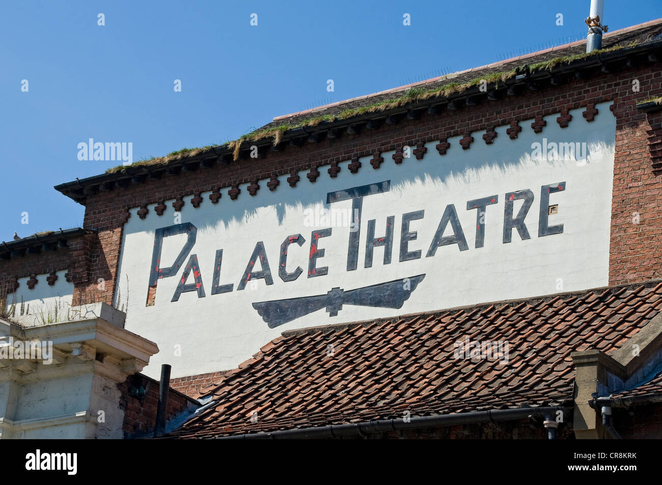 Close up of painted sign signage for the old Palace Theatre Malton ...