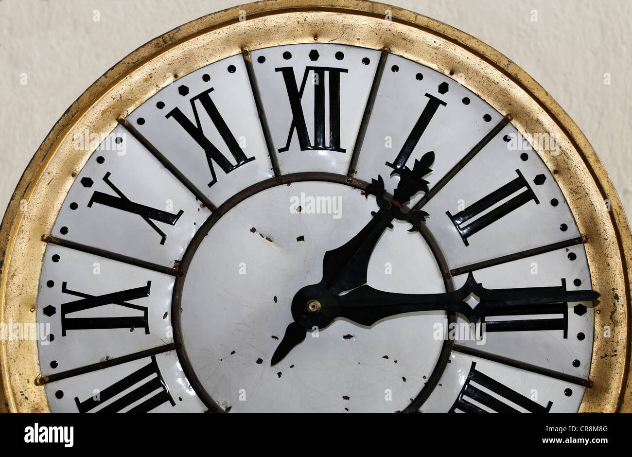 Dial with Roman numerals, historic clock, Museum Kasteel Hoensbroek ...