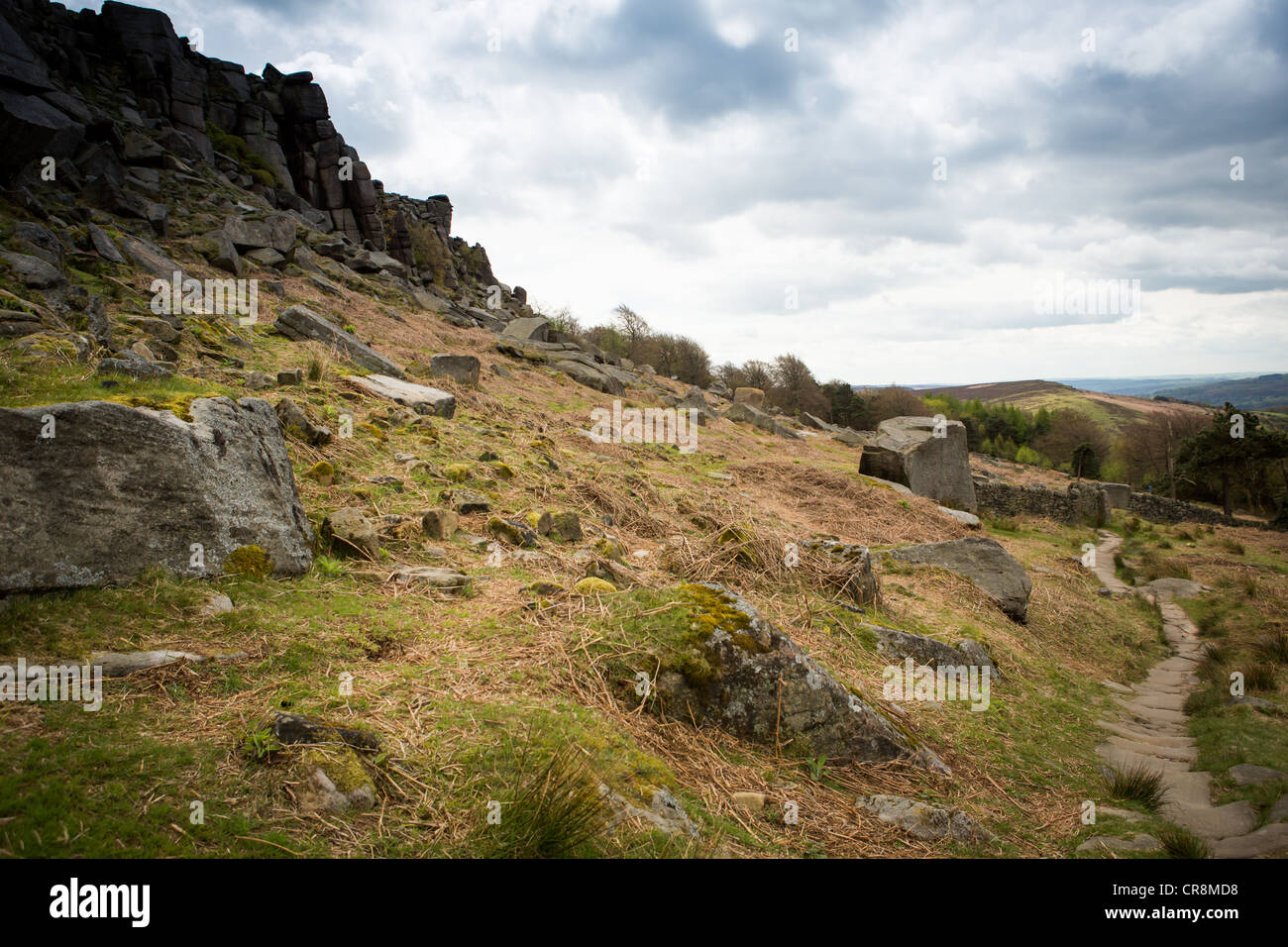 Stanage Edge in the Peak District. The longest gritstone edge in ...