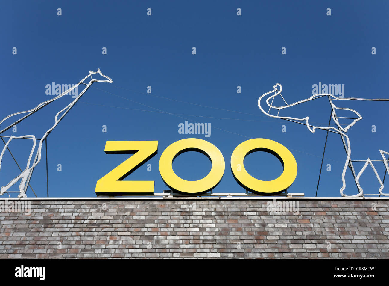 Lettering Zoo on the building of the Cologne Zoo, Cologne, North Rhine ...