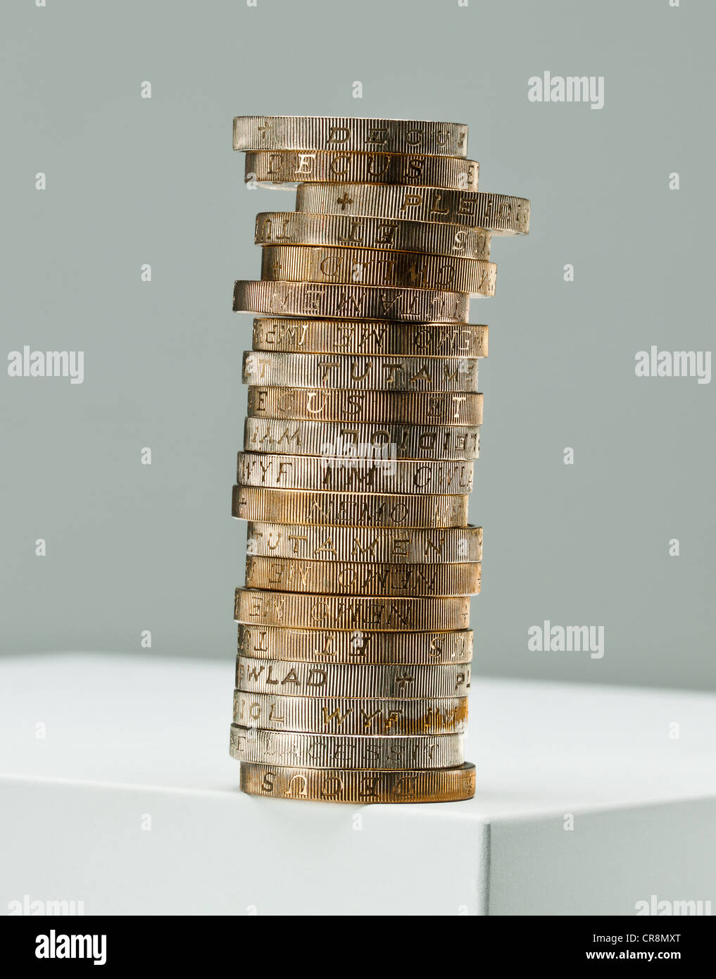 Stack of one pound coins Stock Photo - Alamy
