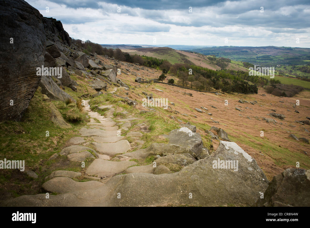 Stanage Edge in the Peak District. The longest gritstone edge in ...