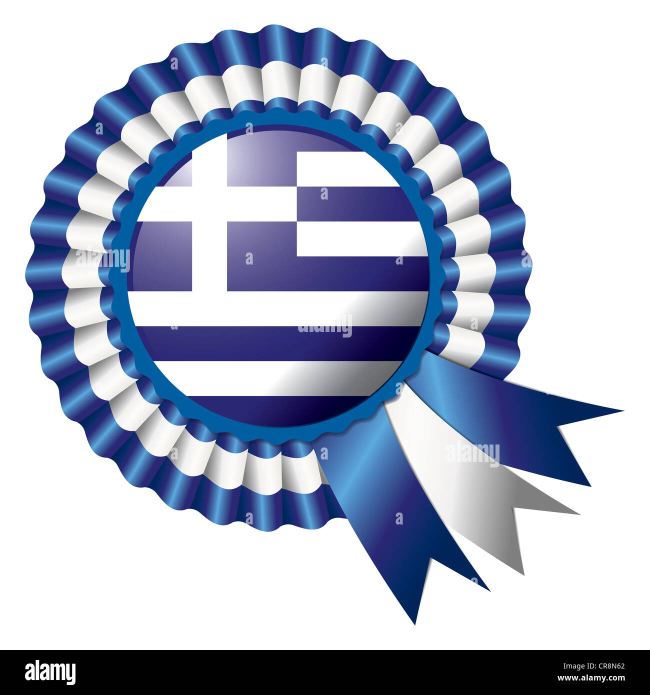 Detailed rosette flag of Greece, illustration Stock Photo - Alamy
